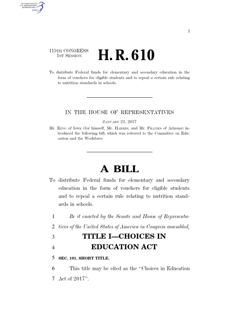 Education Voucher Program Bill 2017 | PDF | School Voucher | Public Sphere