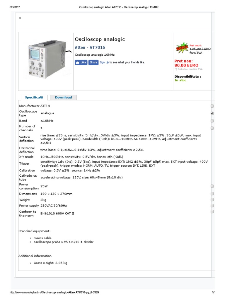 Osciloscop Analogic Atten AT7016 - Osciloscop Analogic 10MHz | PDF | Information And ...