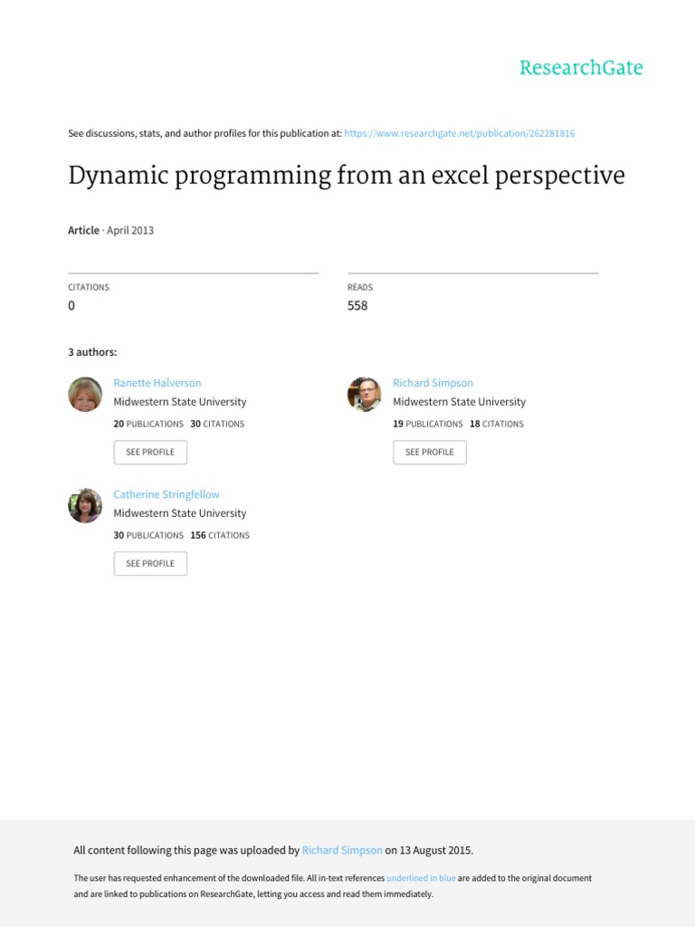 Dynamic Programming In Excel Visualizing Solutions To Common Algorithm 6203
