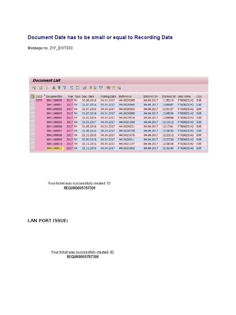 Document Date Has To Be Small or Equal To Recording Date: Message No ...