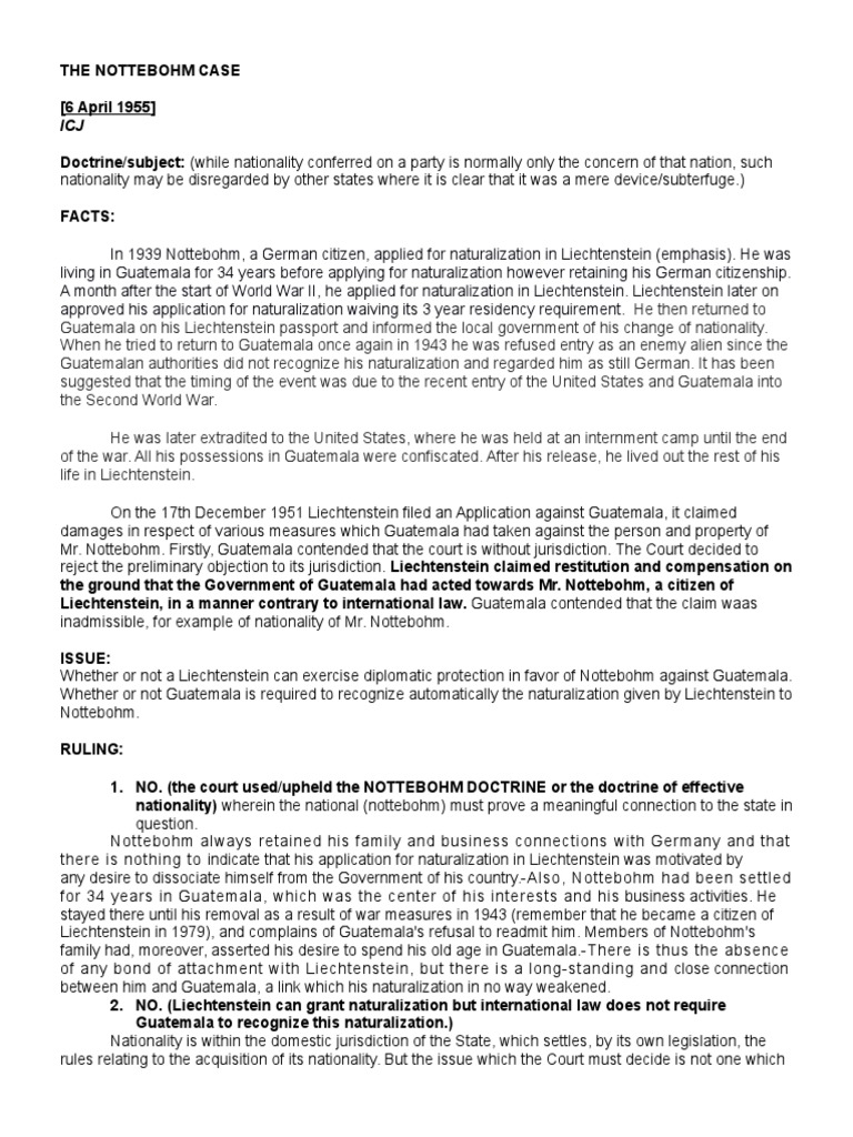 (L6 - 006) The Nottebohm Case ICJ Reports, 6 April 1955 | Download Free ...