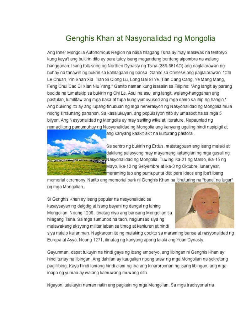 Genghis Khan at Nasyonalidad NG Mongolia | PDF