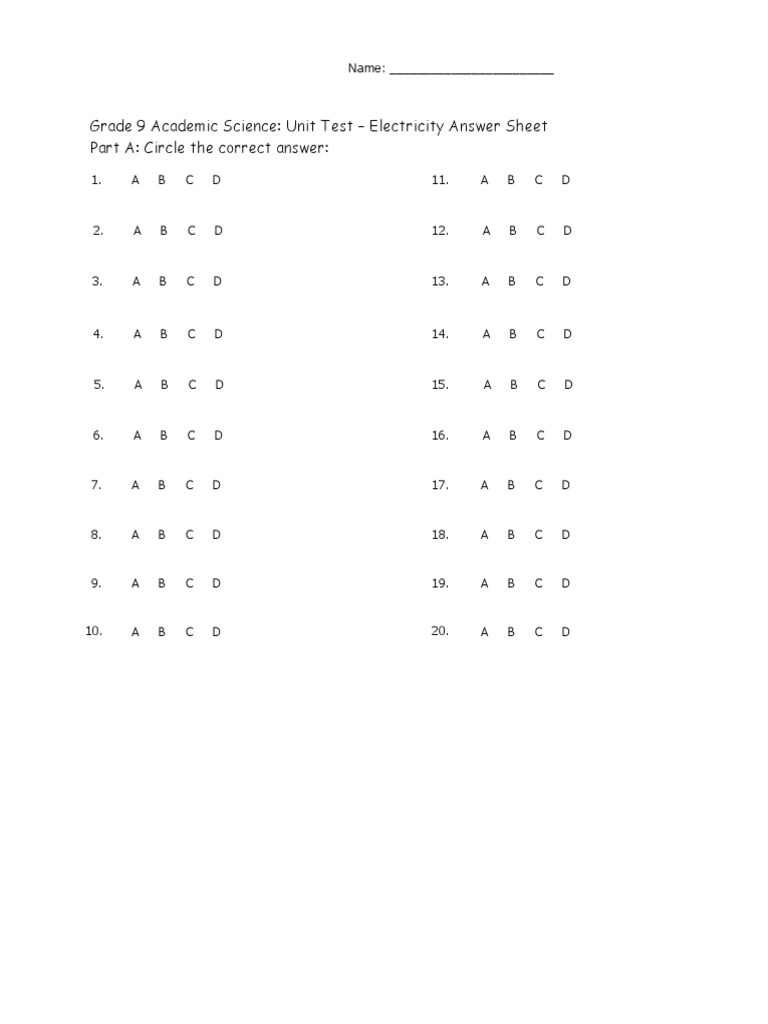 SNC1D Electricity Test 1 PDF | PDF | Series And Parallel Circuits | Volt