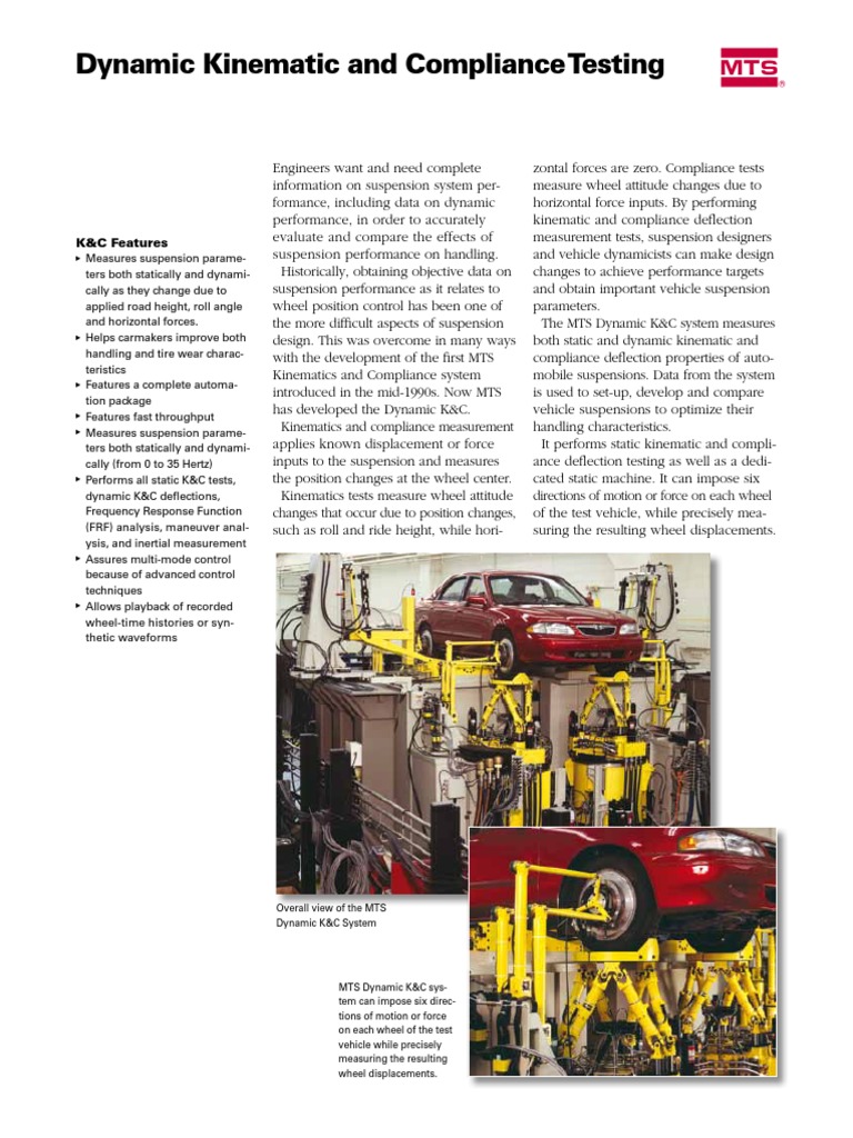 Dynamic Kinematic and Compliance Testing | PDF | Suspension (Vehicle ...