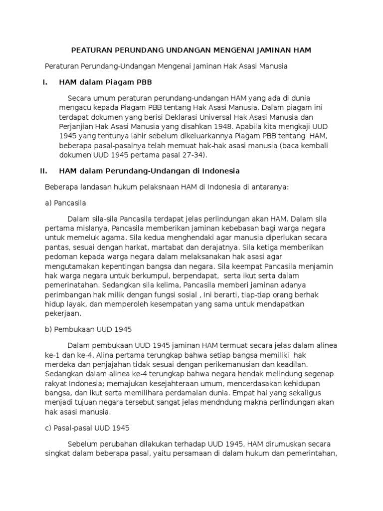 Jaminan HAM dalam UUD 1945 | PDF