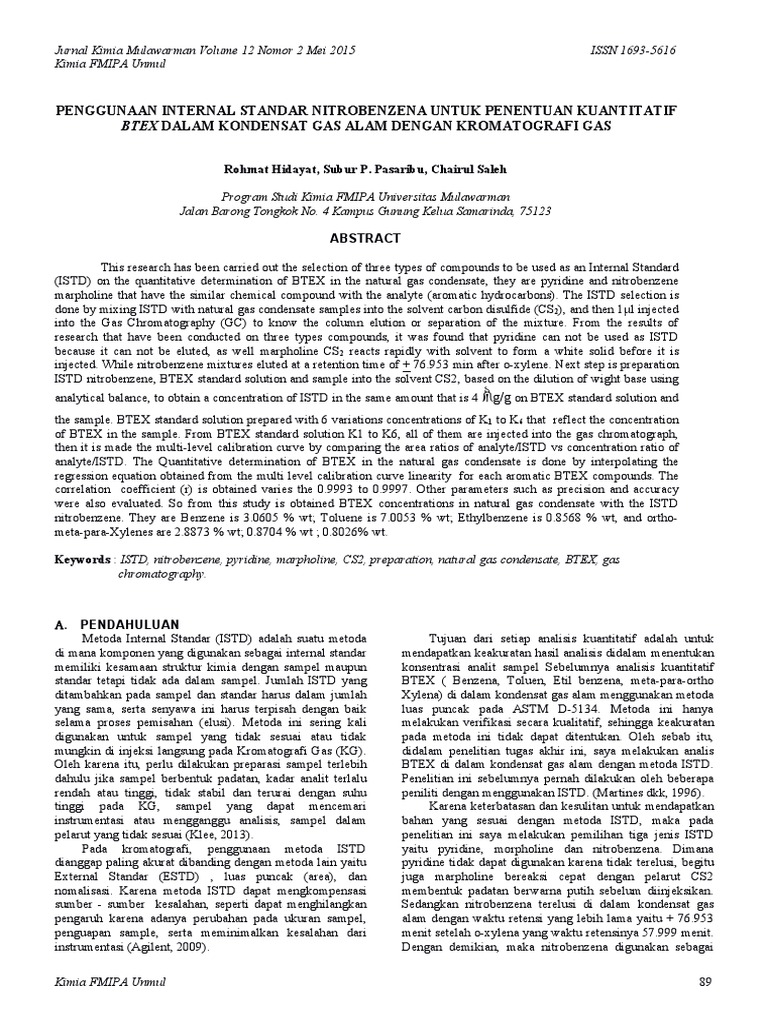 Sintesis Nitrobenzen PDF | PDF | Kromatografi Gas | Elusi