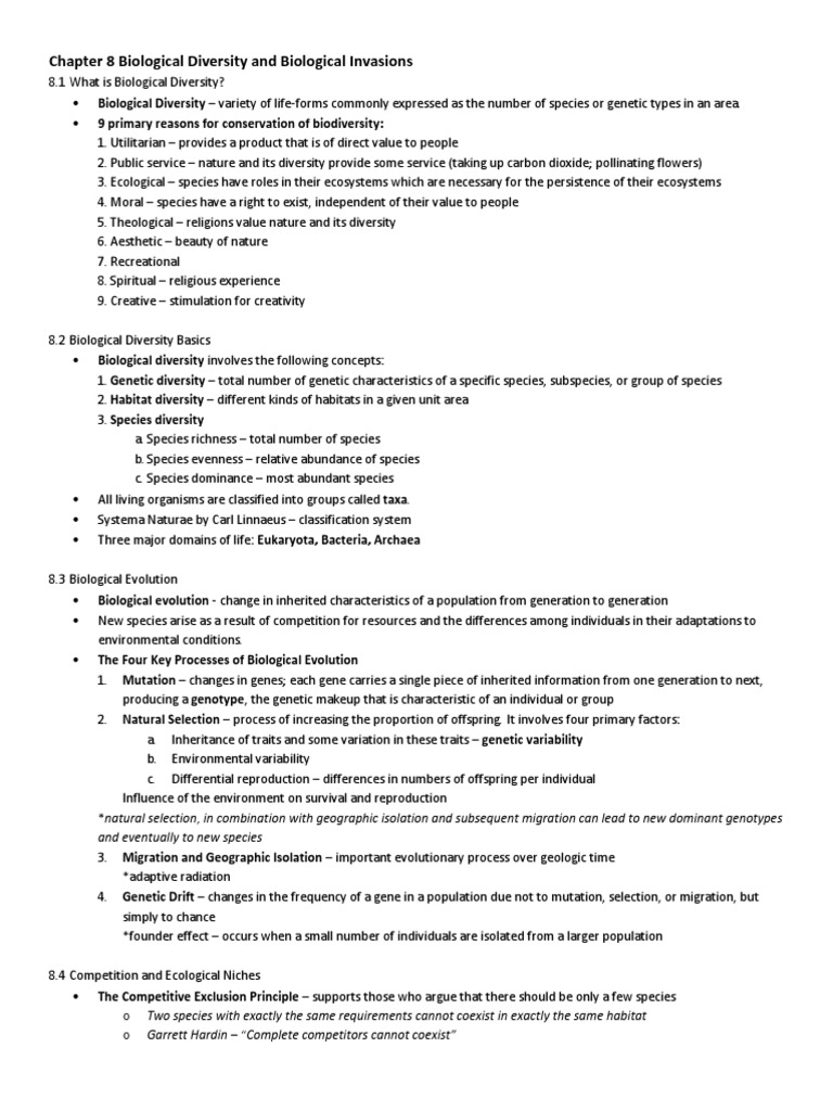 Biological Diversity and Invasions Explained | PDF | Natural Selection ...