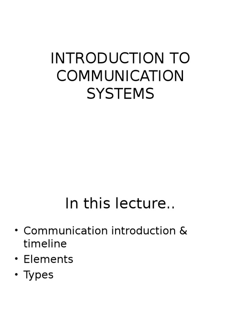 Introduction To Communication Systems | PDF