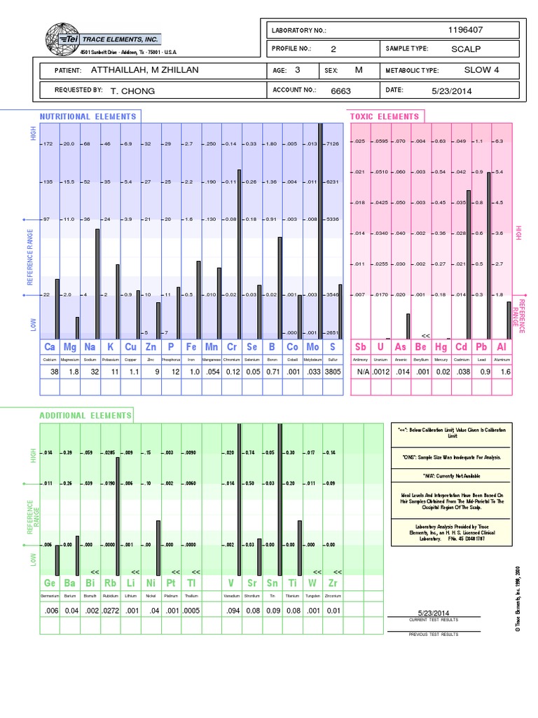 Example of HTMA Test For Mineral Defects in Autistic Children | PDF ...