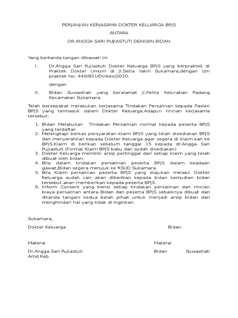 Perjanjian Kerjasama Dokter Keluarga Pdf