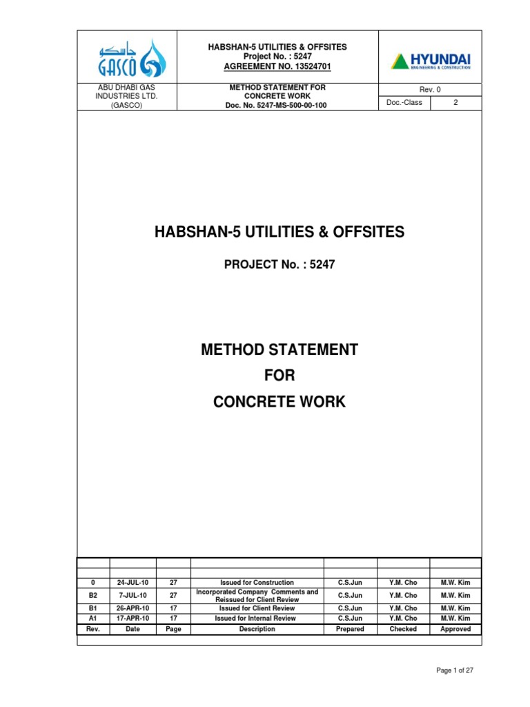 Habshan-5 Concrete Work Method Statement | PDF | Construction Aggregate ...