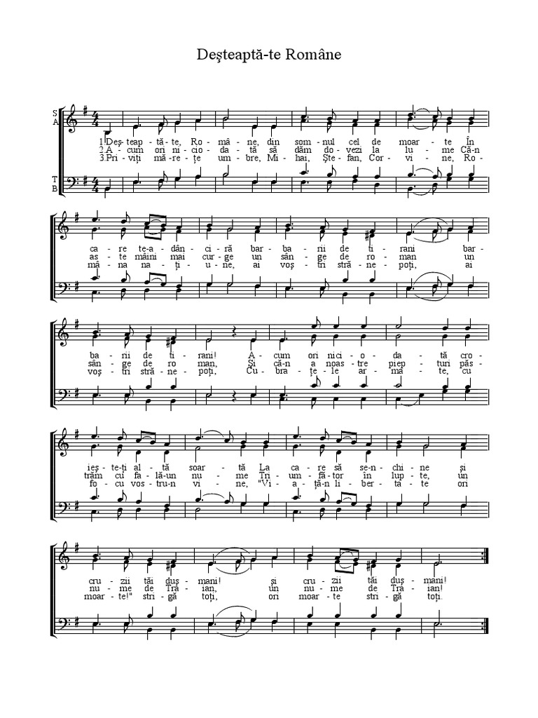 Partitura Imnul Romaniei PDF | PDF
