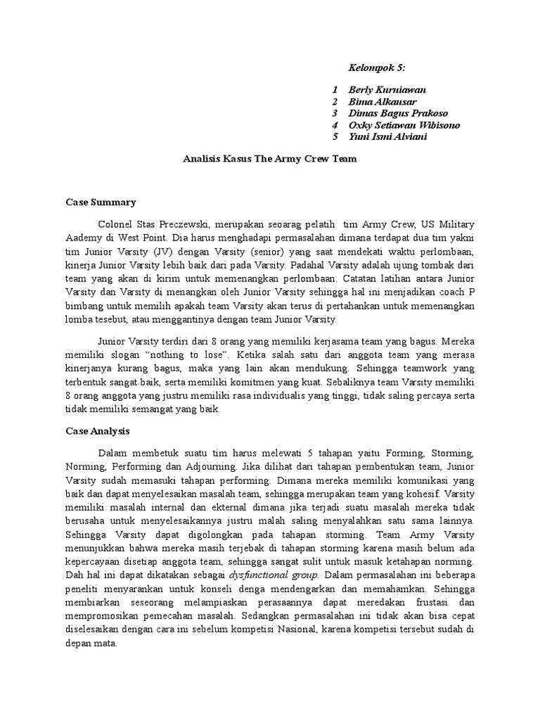 Analisis Tim Crew Angkatan Darat | PDF