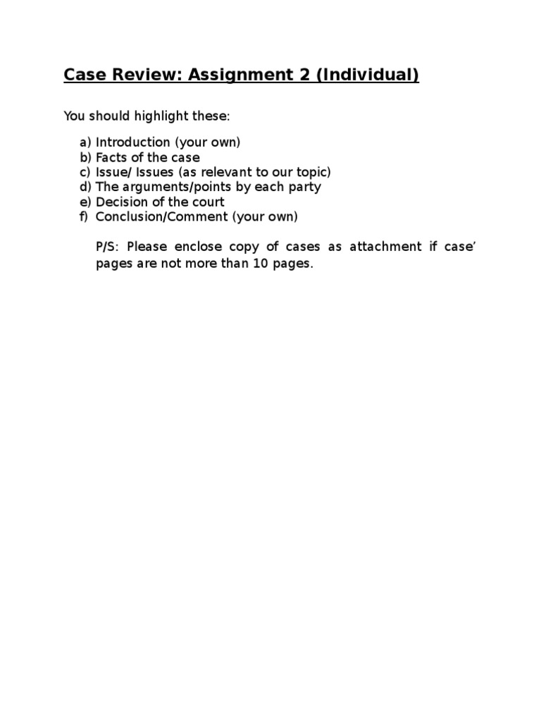 Case Review: Assignment 2 (Individual) | PDF