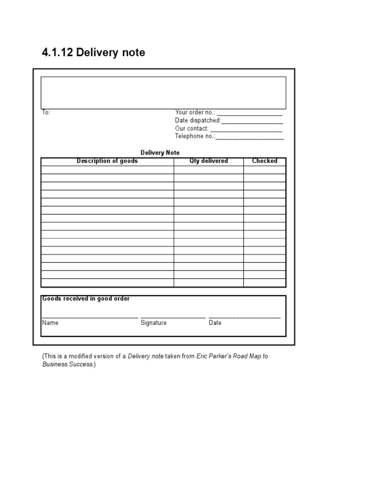 Simple Delivery Order Template Download | PDF