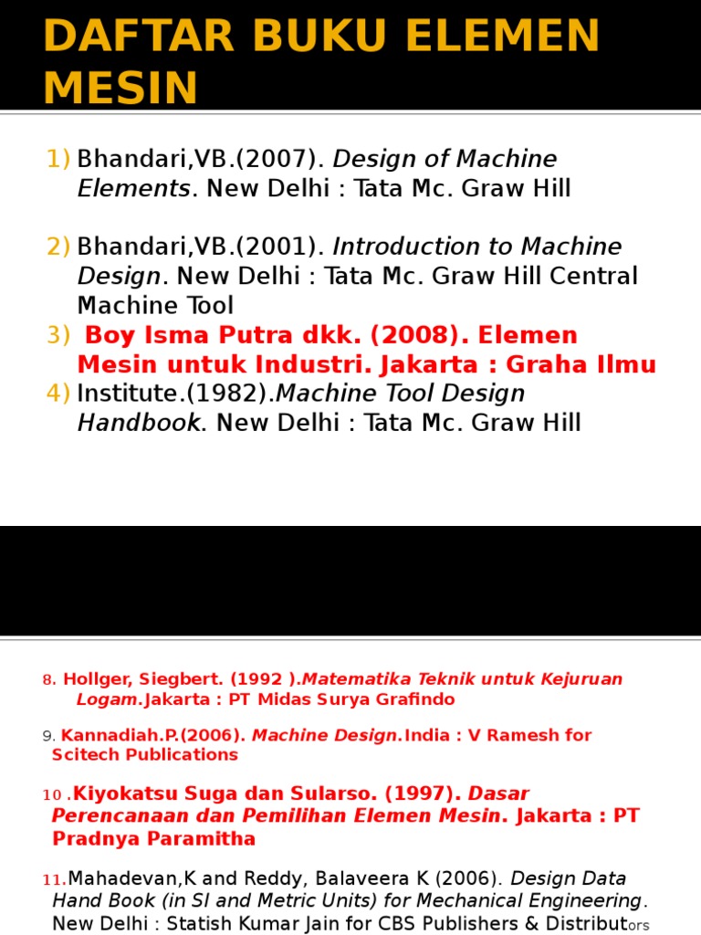 Daftar Buku Elemen Mesin | PDF