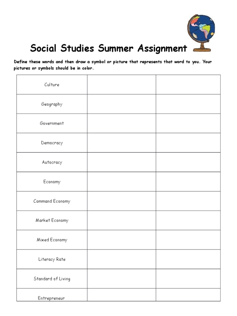 Social Studies Summer Assignment Guide | PDF