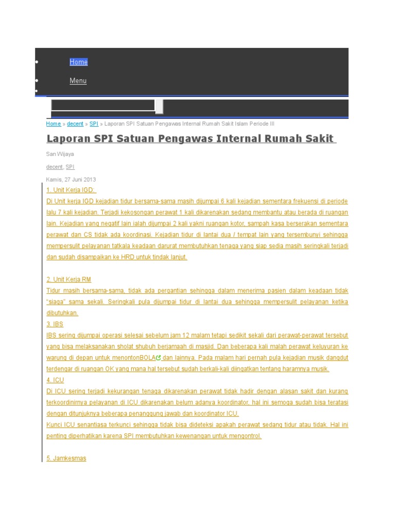 Contoh Laporan SPI | PDF