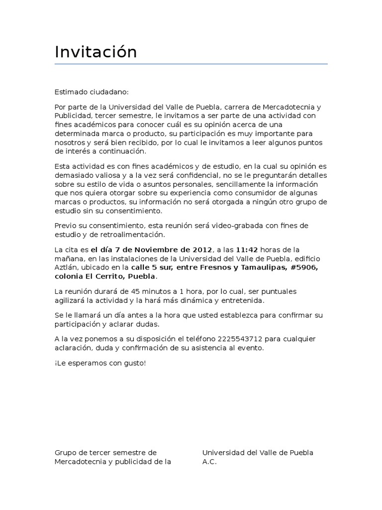 Invitacion Focus Group