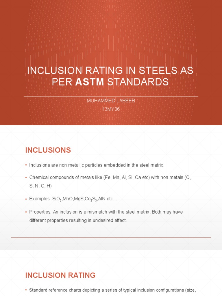 ASTM E45 Inclusion Rating in Steel | PDF | Chemistry | Materials Science