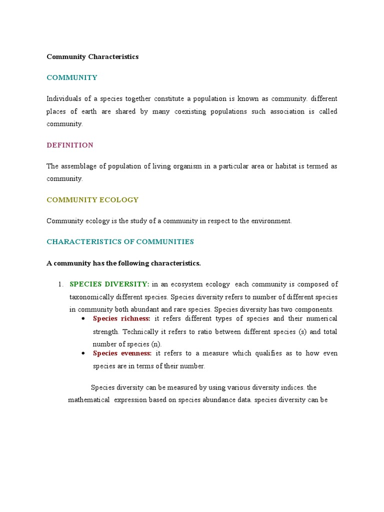 Community Characteristics | PDF | Predation | Ecology