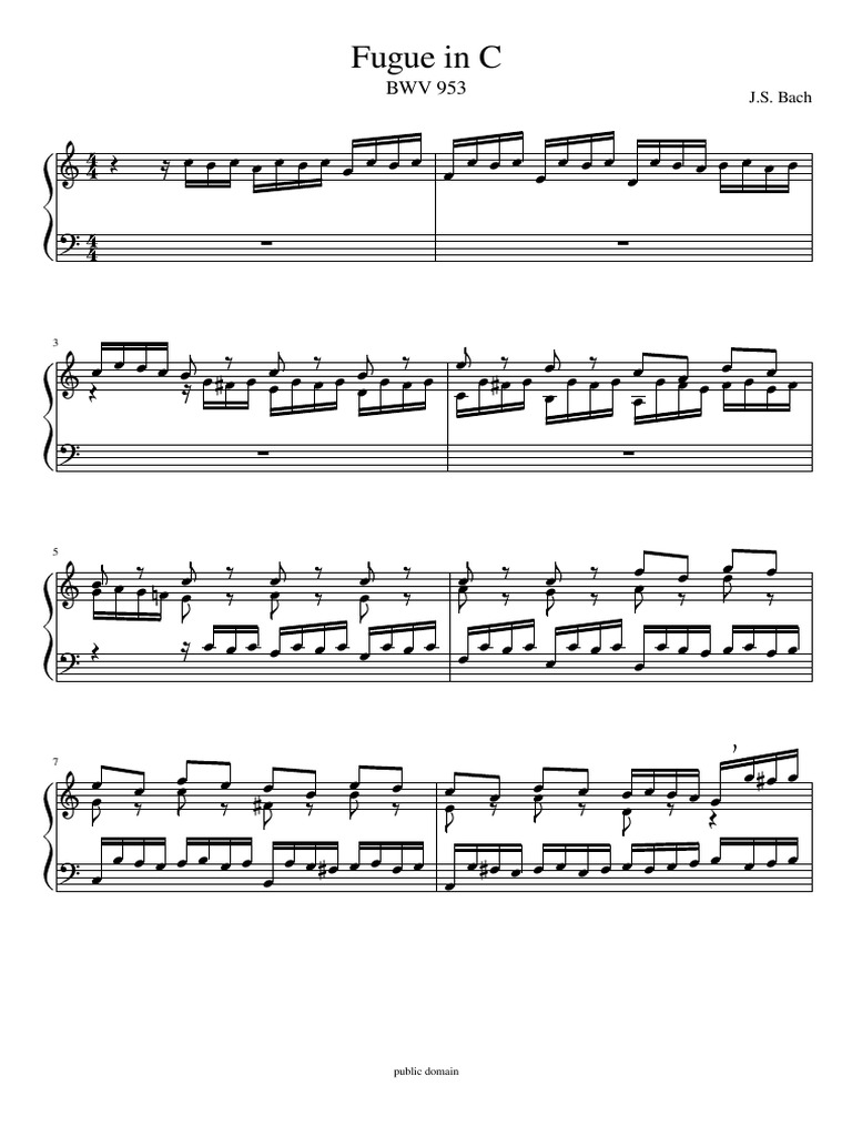 Bach Fugue in C | PDF | Compositions For Keyboard | Johann Sebastian Bach