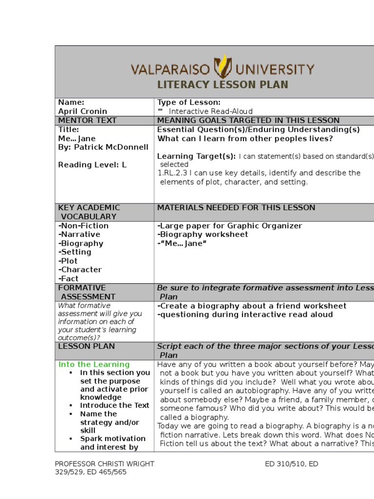 Biography Lesson Plan | PDF | Lesson Plan | Biography