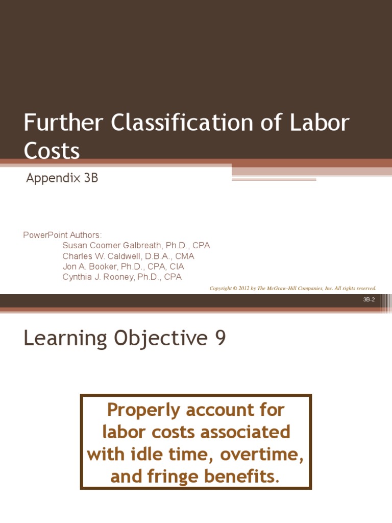 Further Classification of Labor Costs: Appendix 3B | PDF