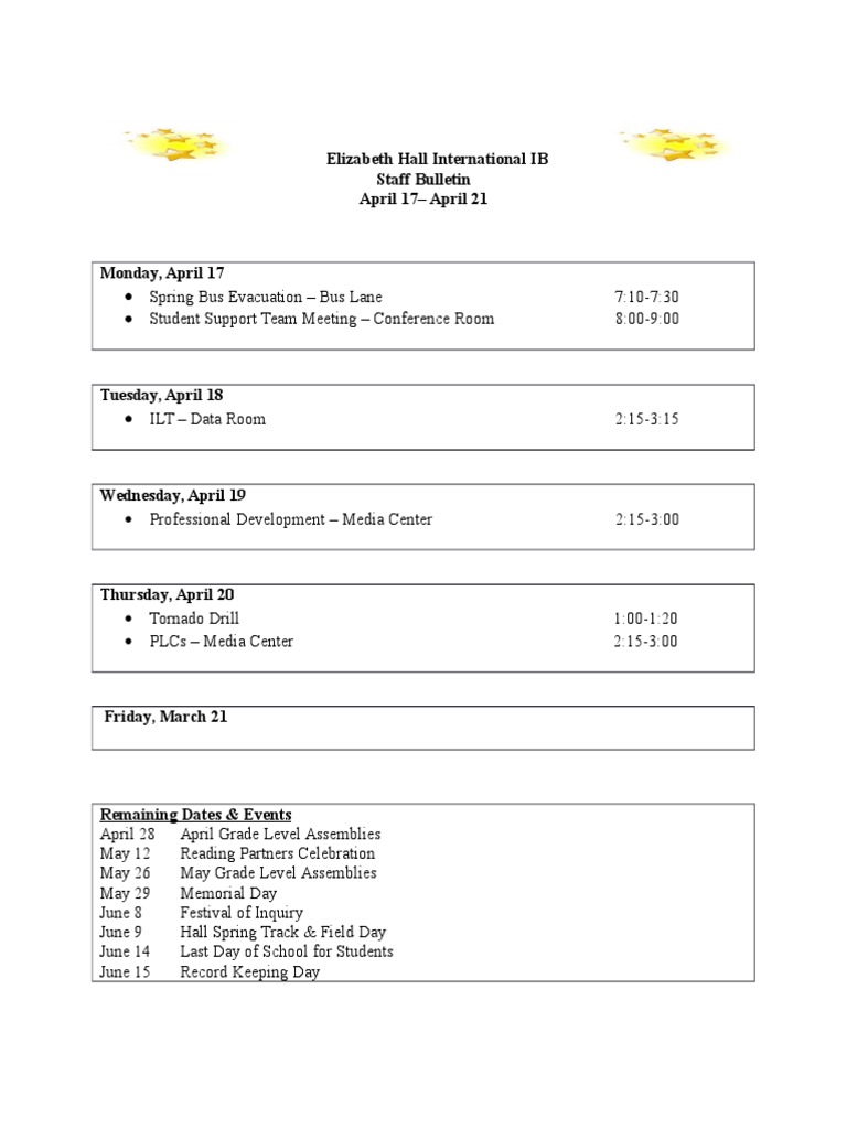 Staff Bulletin | PDF | Transport | Schools