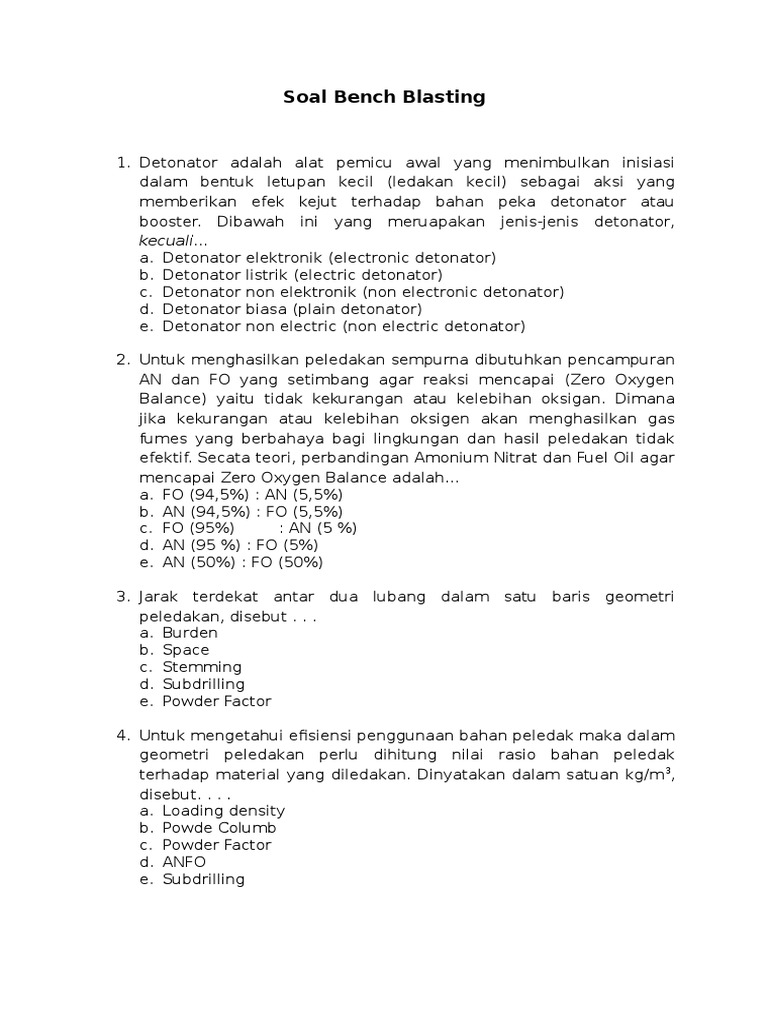Soal Bench Blasting | PDF