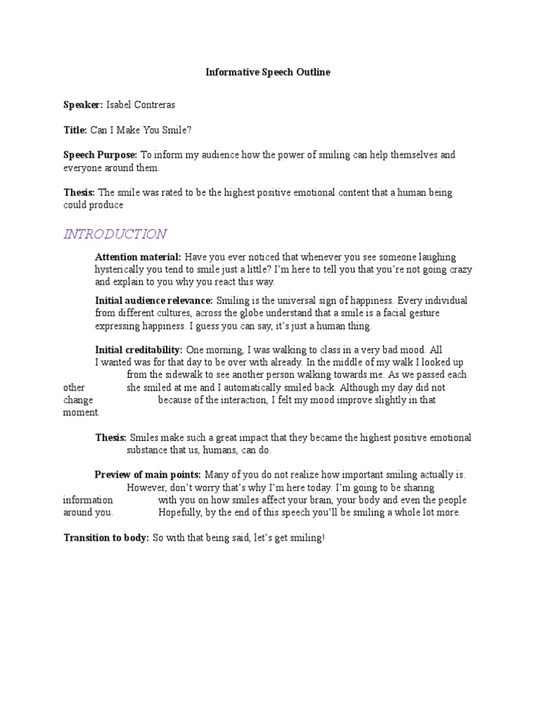 Brief Outline For Informative Speech 35+ Informative Speech Examples
