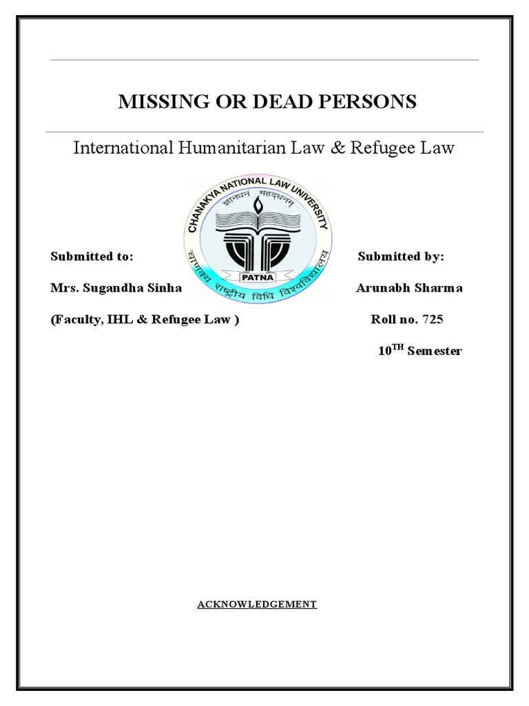 Law Students' Guide to Missing Persons | PDF | International ...