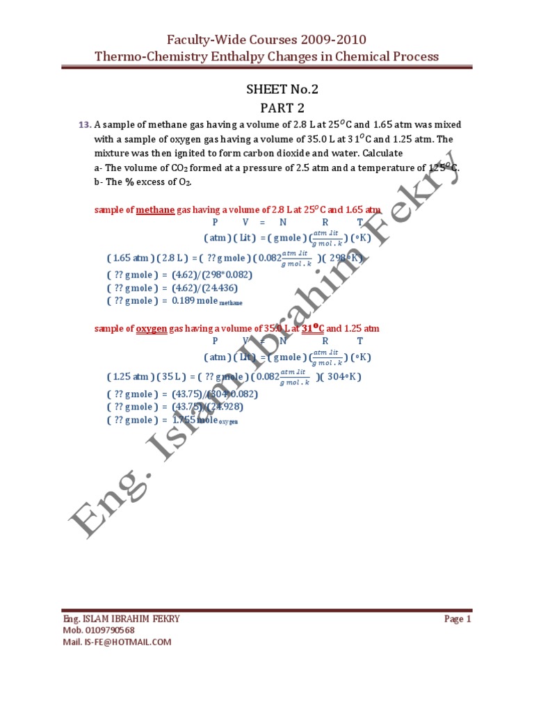 Thermo-Chemistry: Gas Reactions & Analysis | PDF | Combustion | Carbon ...
