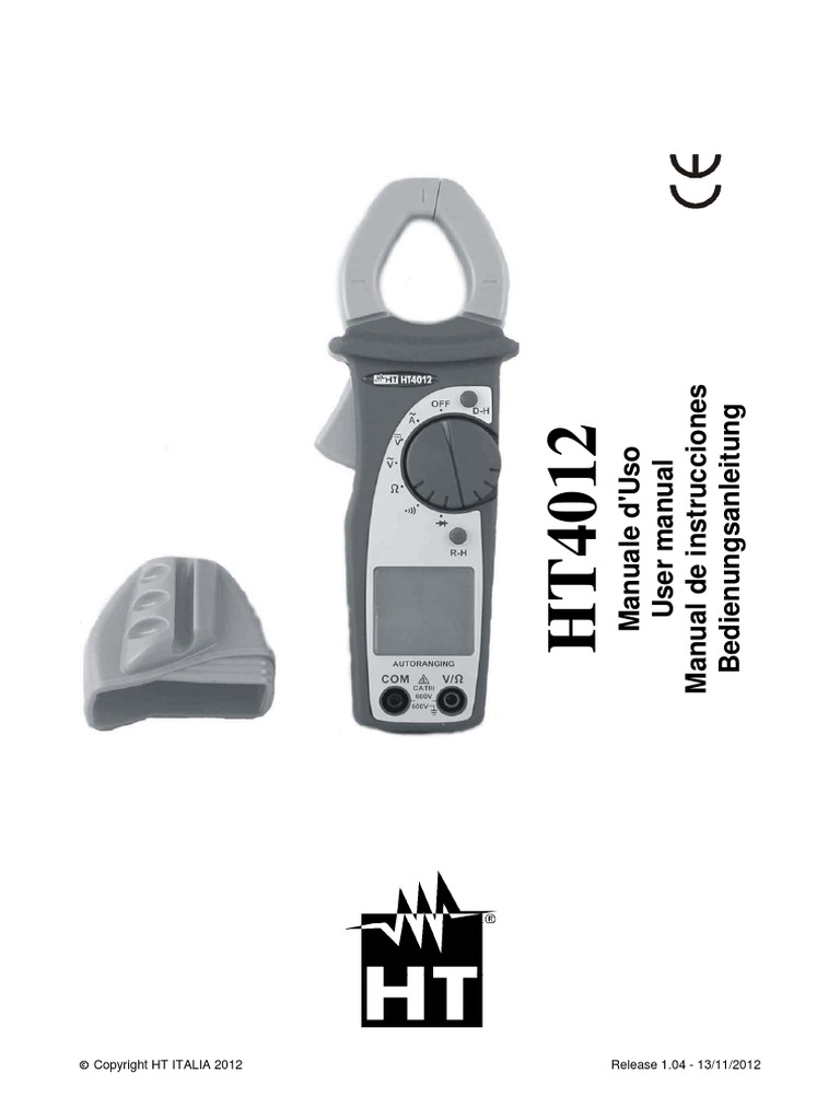 Manual Multimetro HT Italia HT4012 Pinza Amperimetrica para Corriente ...