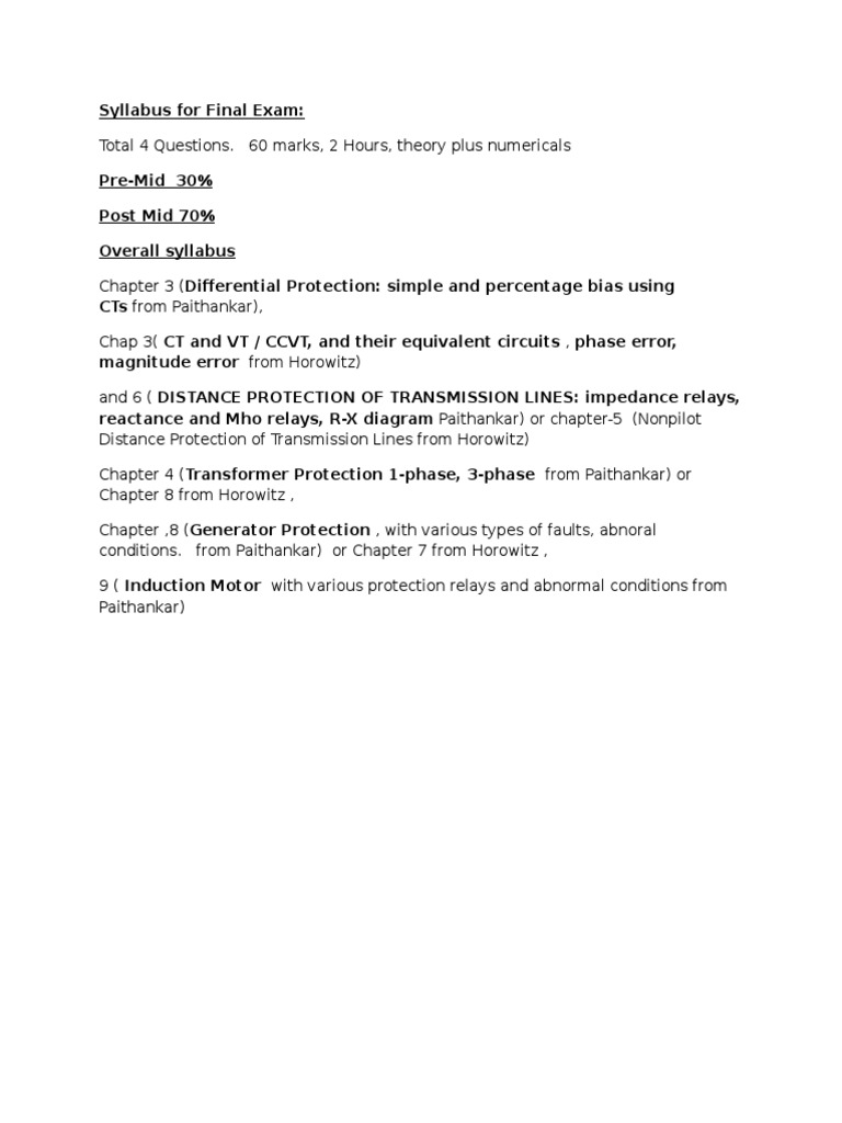 Syllabus For Final Exam | PDF