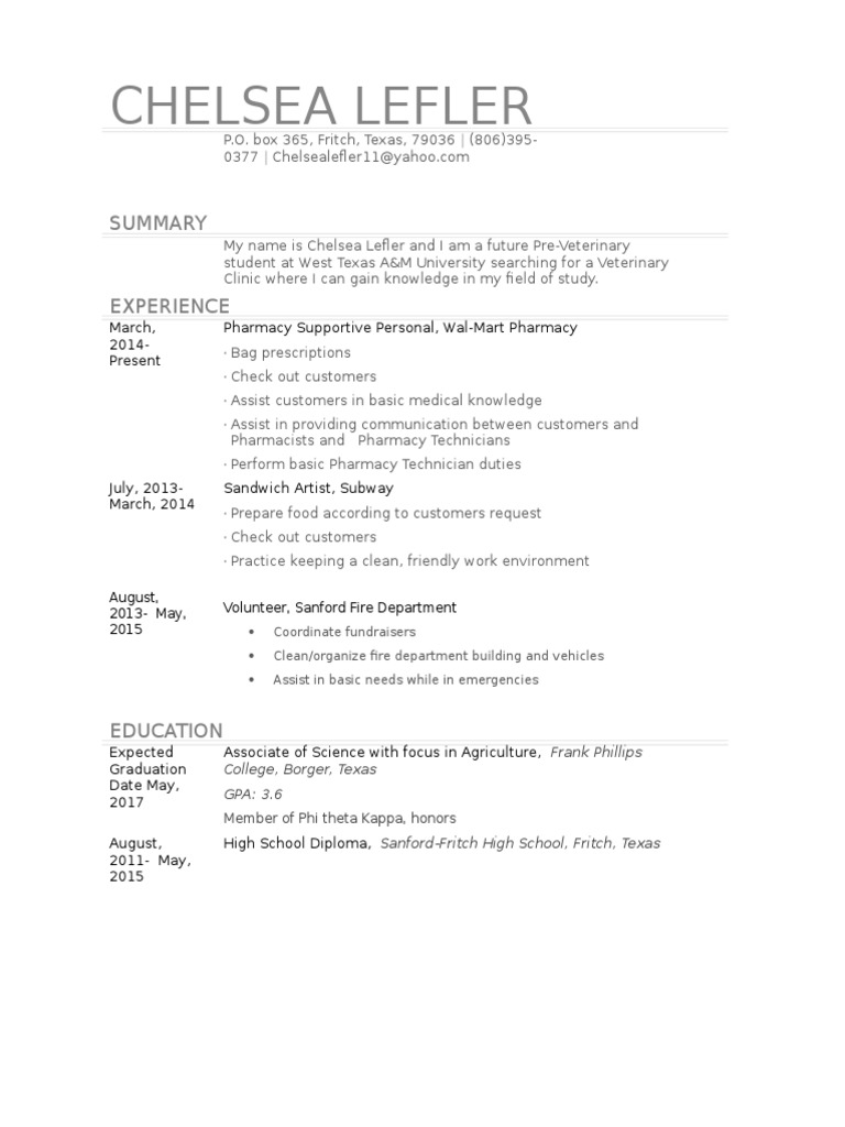 Chelsea Lefler Resume | PDF | Career & Growth | Wellness