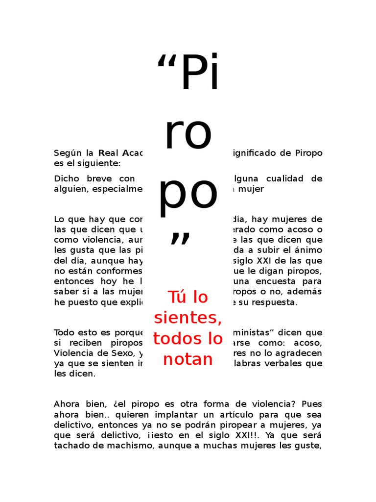 Según La Real Academia Española El Significado de Piropo Es El ...