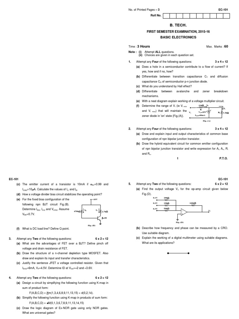 Ec 101 Final Pdf Pdf Field Effect Transistor Bipolar Junction