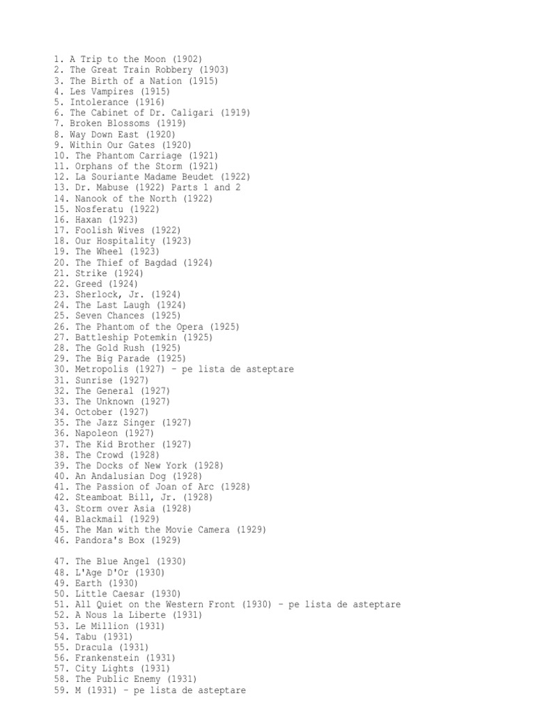 1001 Filme de Vazut Intr-O Viata | PDF | Leisure