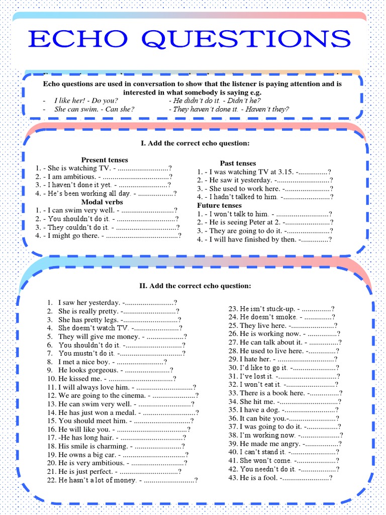 Echo Questions | PDF | Grammatical Tense | Morphology
