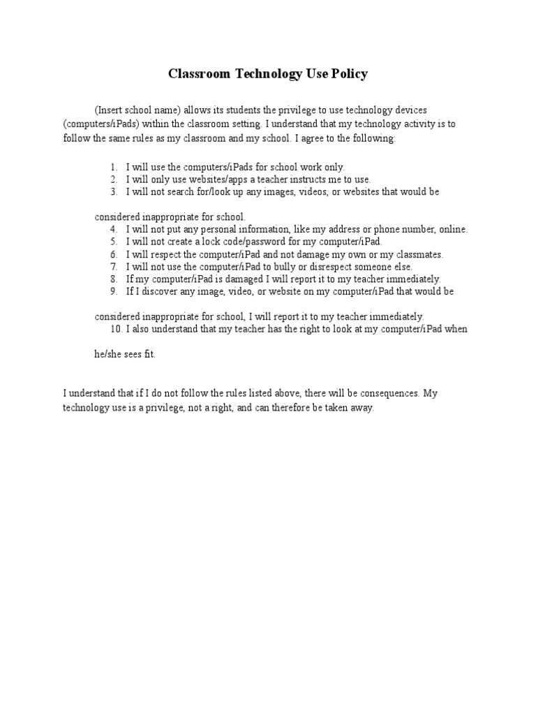 Classroom Technology Use Policy | PDF | Career & Growth | Social Science
