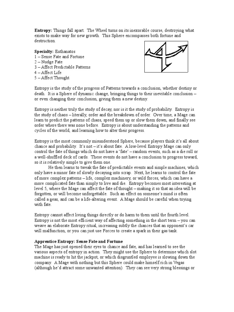 Entropy Sphere For Mage The Ascension | PDF