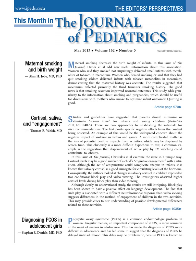 Diagnosing PCOS in Adolescent Girls 2013 The Journal of Pediatrics ...