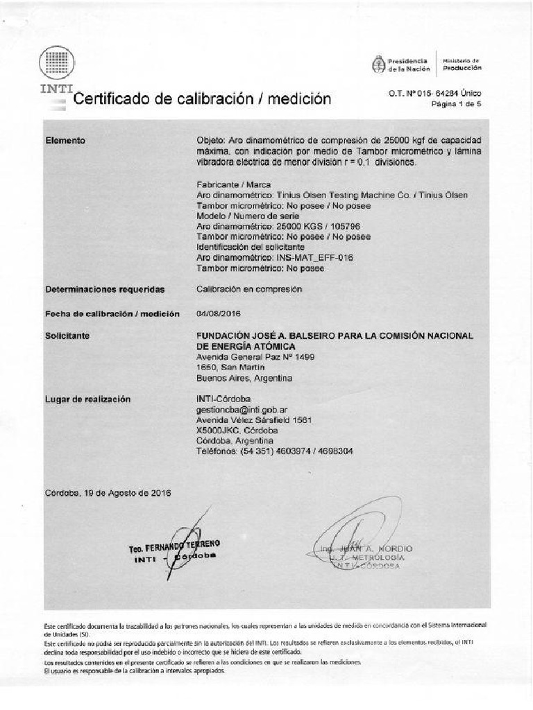 Calibración Aro ISO 7500 | PDF