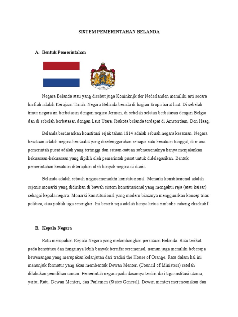 Bentuk Pemerintahan Belanda | PDF