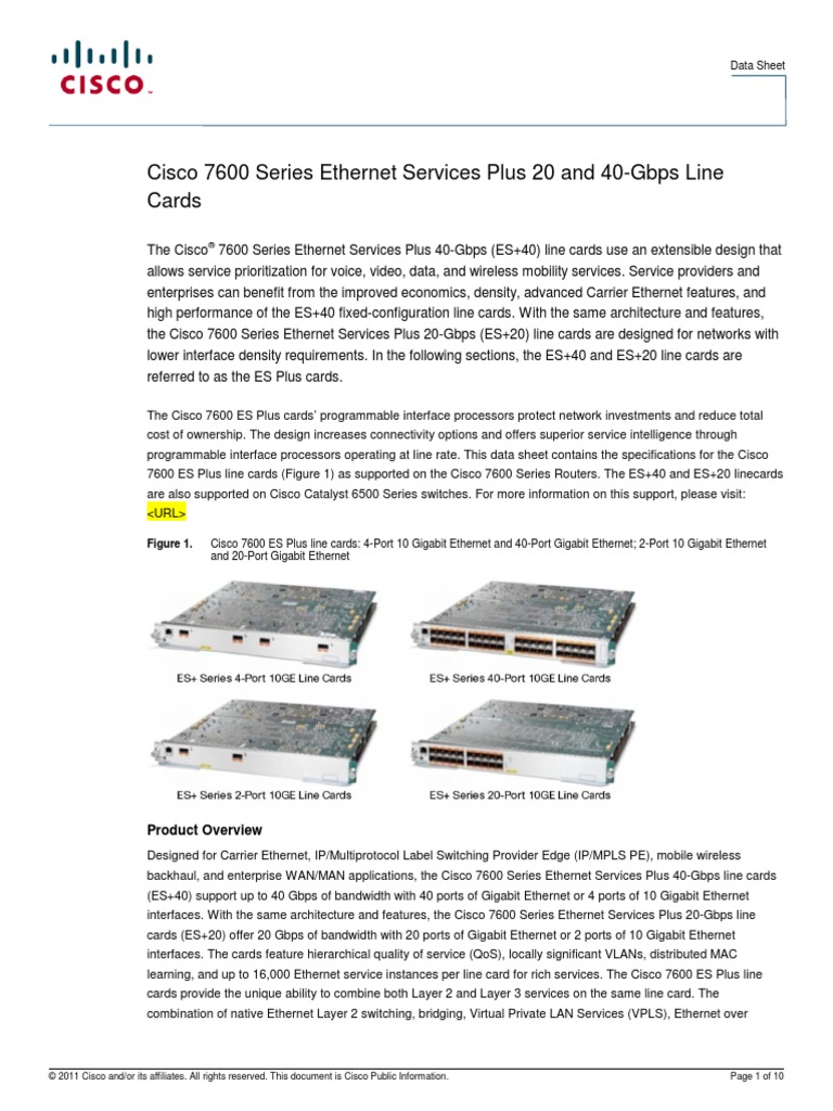 Cisco 7600 Series Ethernet Services Plus 20 and 40-Gbps Line Cards Data Sheet | PDF ...
