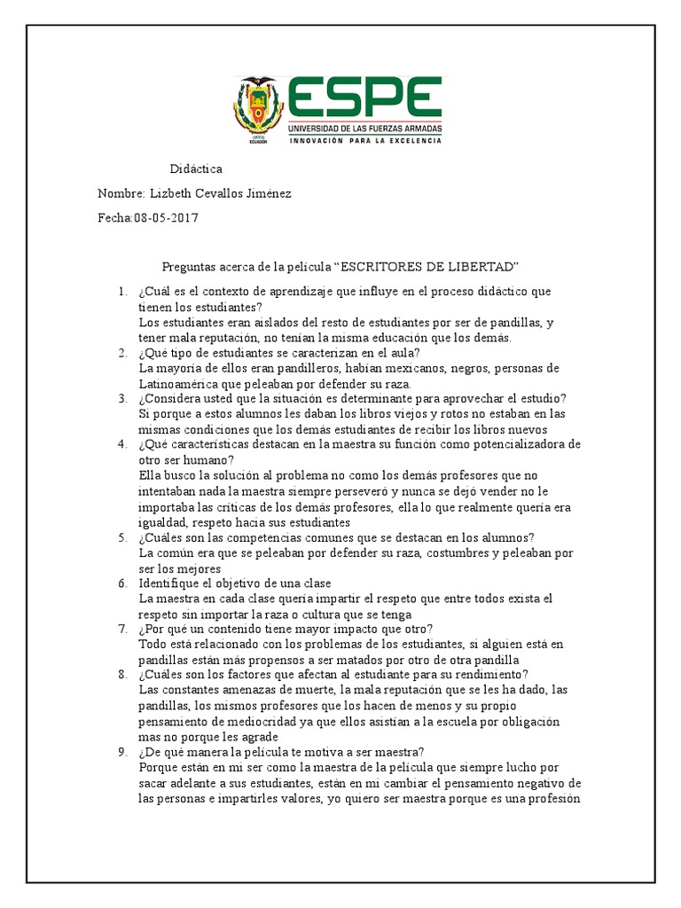 Preguntas de La Pelicula | PDF | Maestros | Ciencia cognitiva