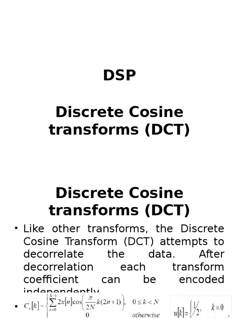 DSP Discrete Cosine Transforms (DCT) | PDF | Teaching Methods ...