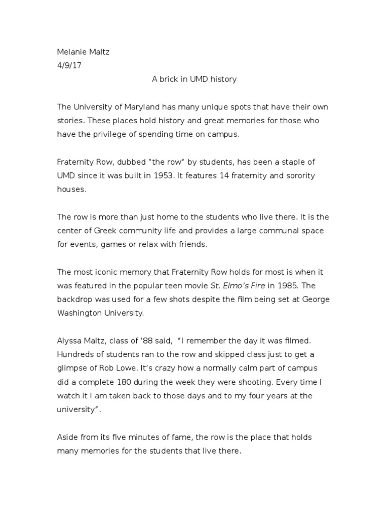 Brick in UMD History | PDF | Fraternities And Sororities | Student ...