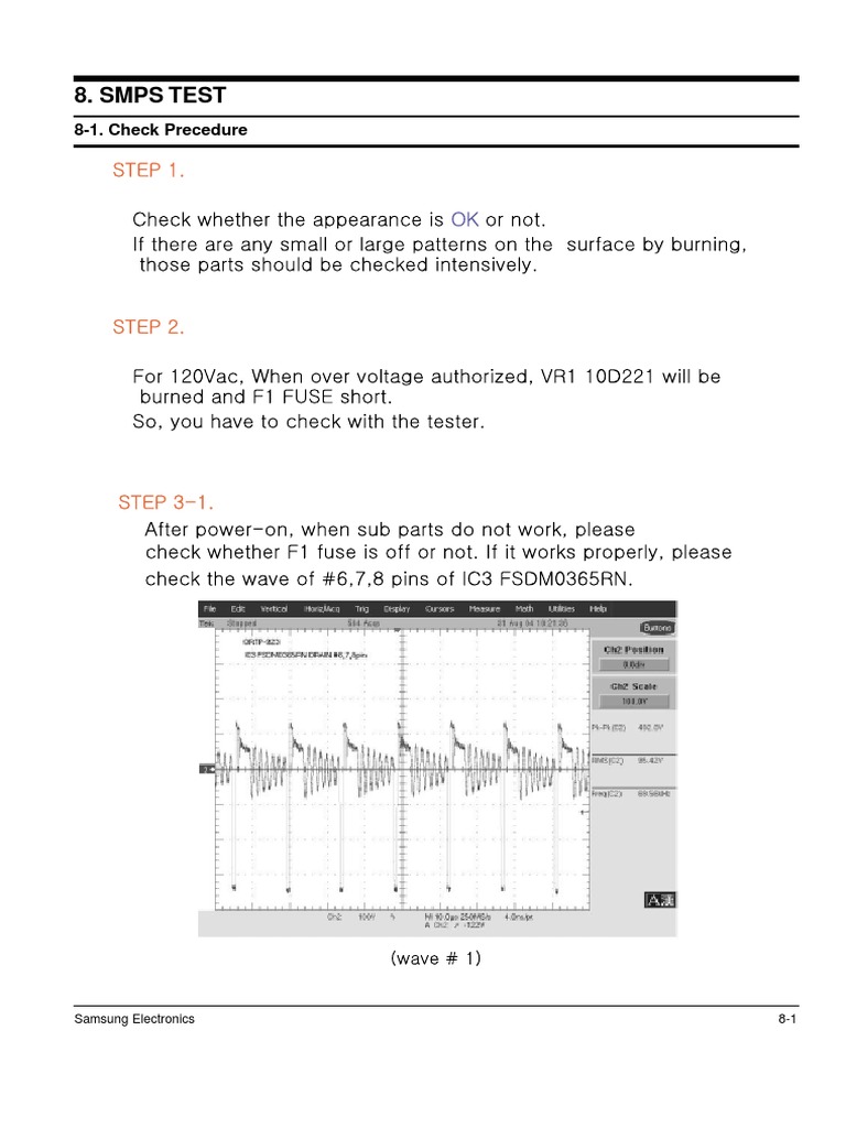 Smps Test: 8-1. Check Precedure | PDF | Technology & Engineering